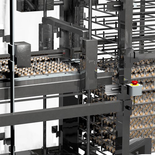 高度なビジョンソフトウェアを搭載した自動トロリーアンローダーにより、シームレスな卵の取り扱いを実現 | Sanovo Technology